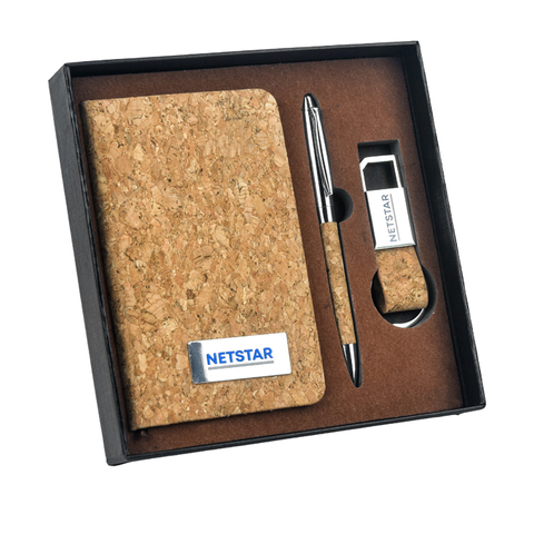 Custom Eco Biodegradable Cork Welcome Kit Lanyard Wooden Pen Notebook ...