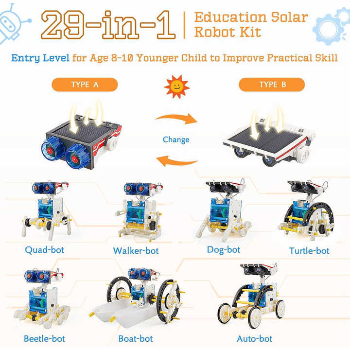 Solar Robot Toys 6-in-1 Stem Educational Science Kits Robot Solar Toy ...