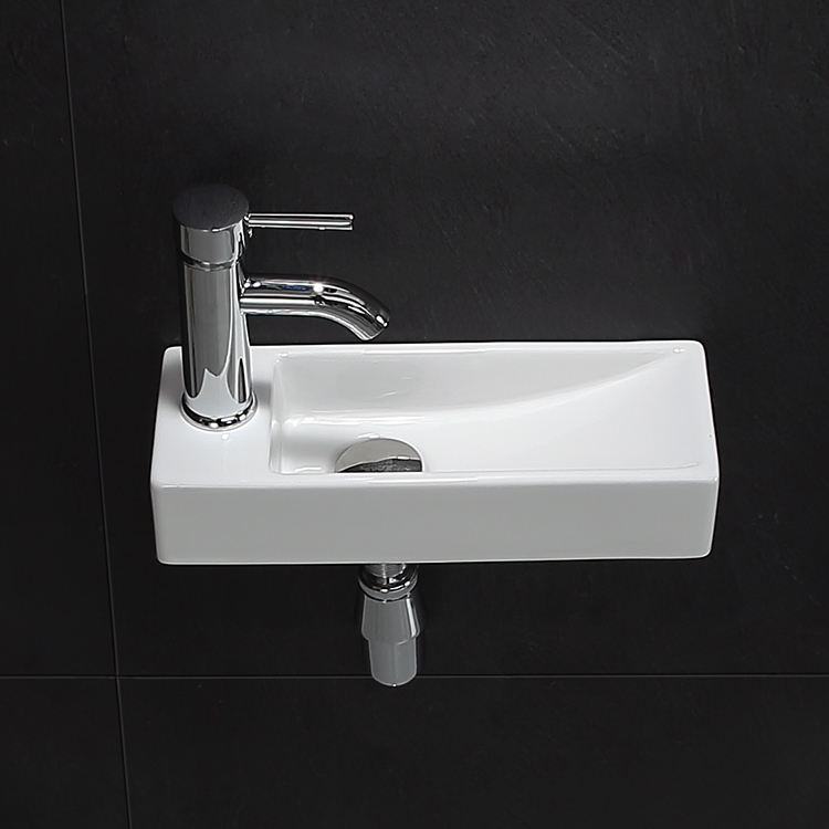 HANYU Wall Hung Narrow Bathroom Basin - Sustainable & Stylish