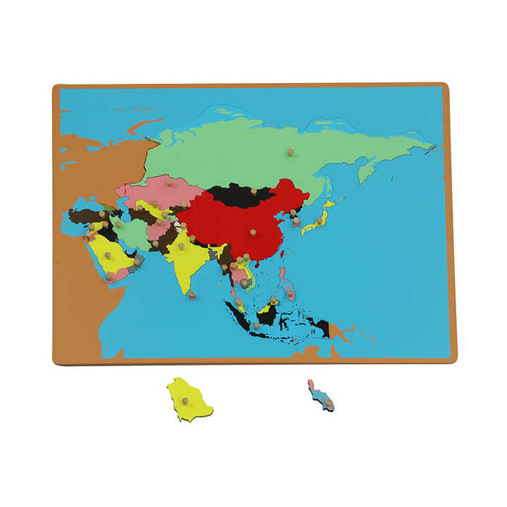 GE012 Puzzle Map of Asia Montessori Materials Educational Wooden Toy ...