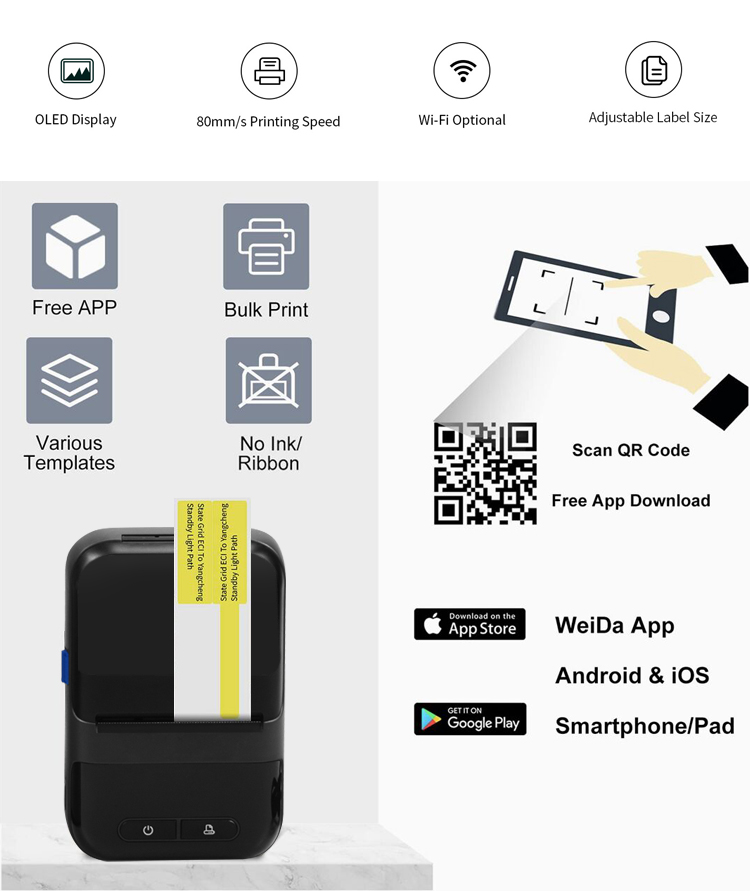 BT Pocket Mobile Portable Thermal Photo Printer ZJ-5815