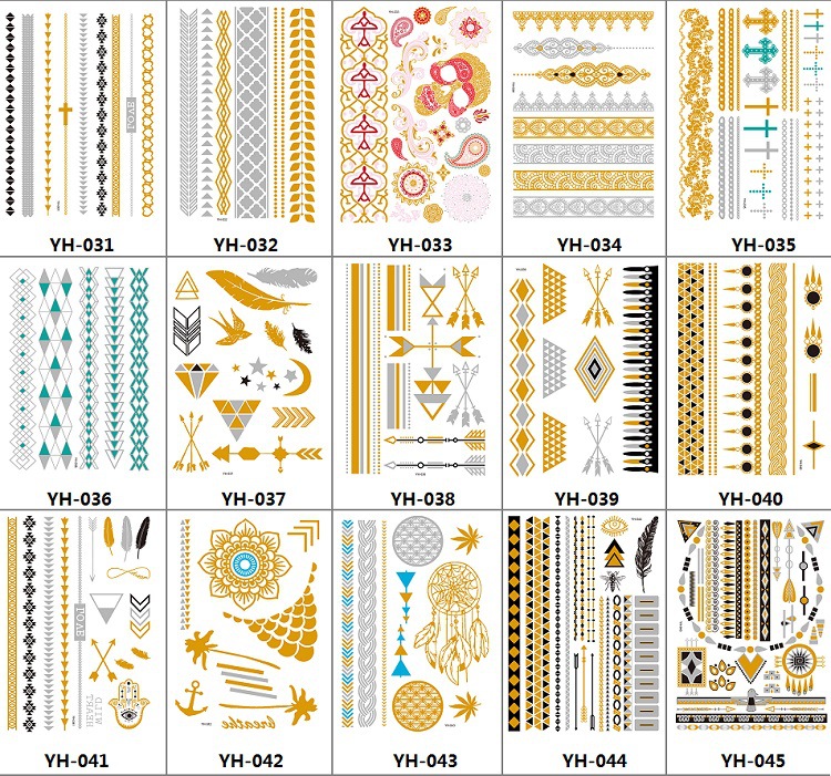 Vibrant Designs & Durable golden mehndi stickers for Creative Expression