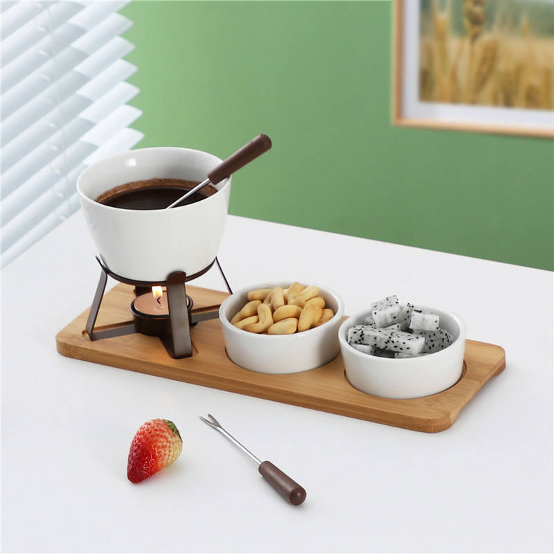 Ceramic Chocolate Ice Cream Fruit Hot Pot Set with Heating and ...