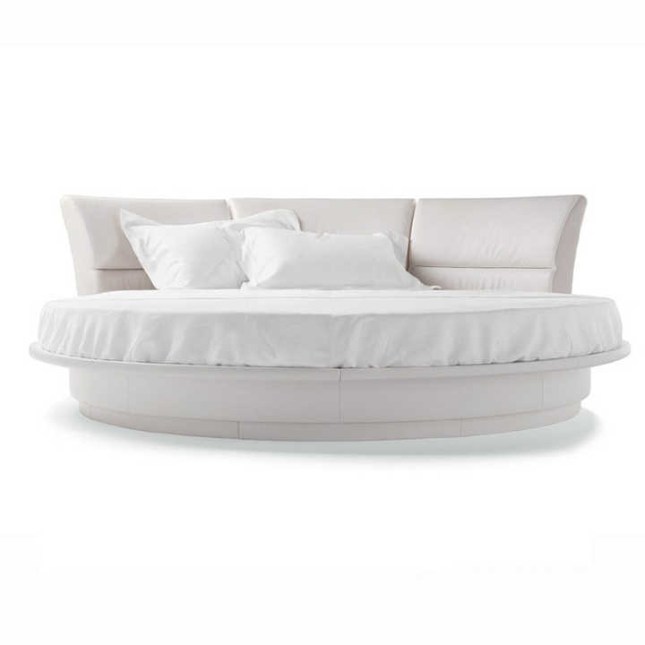 Luxury Modern Pure White Circle Bed - Customizable Design