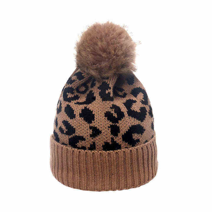 Winter Hats Warm Luxury Leopard Print Knitted Caps Custom Embroidery ...