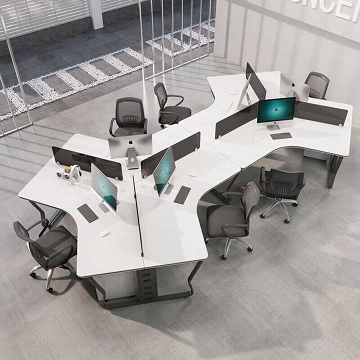 Modern Office Desk - 5 Workstation Call Center Setup