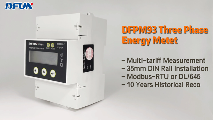 Dfun Dfpm93 Din Rail Mount Digital Electric Meter 3 Phase 4 Wire Kwh ...