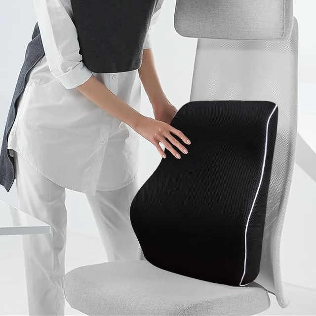 High Quality Black Knitted Memory Foam Back Support Cushion Fatigue ...