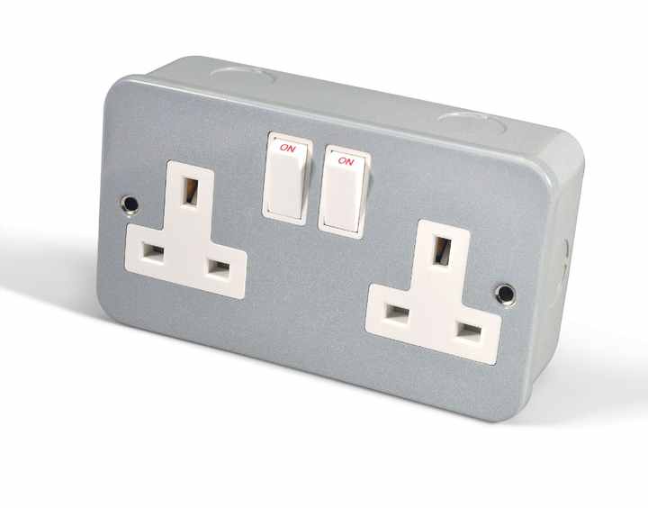 British Standard 13A Square Power Socket Switch Double Iron Box Three ...