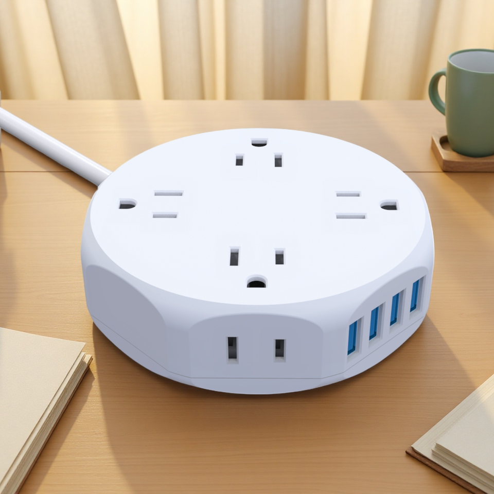 Lonpower Ultra-Thin 6 AC Outlets 4 USB Ports Retractable 10A Extension ...