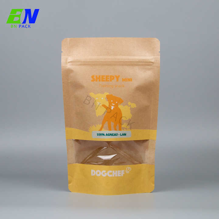 Eco-Friendly Brown Kraft Paper Zip Pouch With Matte Window Tear Notch ...