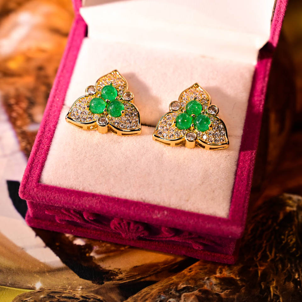 Ethnic Design Geometric Design Handcrafted with Zircon Stone Gold ...