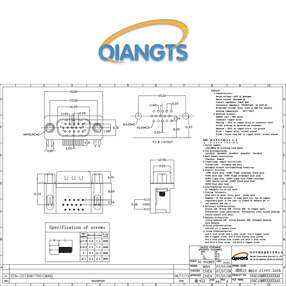 HDR15 male d-sub pin connector HDR-15 D-sub double row connector VGA ...