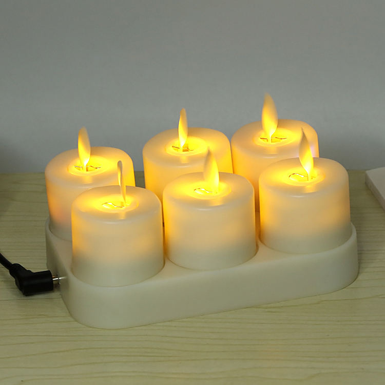 Rechargeable Led Flameless Tea Light Candles with Moving Flame Led Tea ...