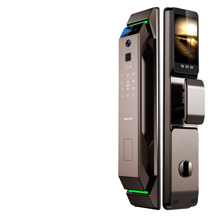 WiFi App Tuya Video Call Keyless Wooden Door Smart Lock with Camera ...