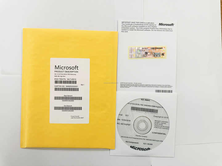 Win10 IoT 2019 LTSC High End OEM COA Key Sticker DVD Package Lifetime ...
