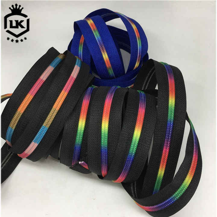 Lanke Rainbow Color Nylon Zipper And Rainbow Teeth Brass Zipper With ...