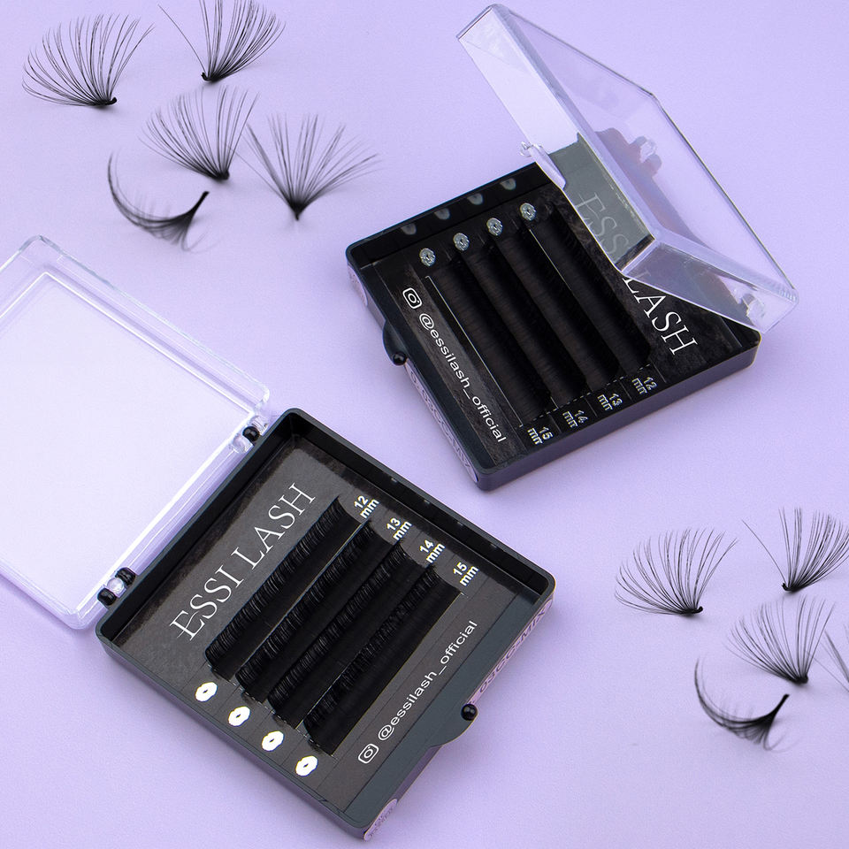 Private Label Soft Fluffy Volume Individual Eyelash Extensions Silk ...