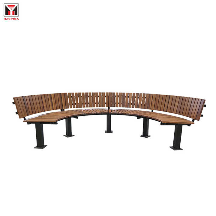 Modern Metal Garden Outdoor Curved Wood Bench - Durable & Stylish