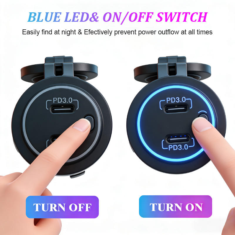 Dual 12V USB C Outlet PD3.0 Port Car USB Charger Socket Socket with ...