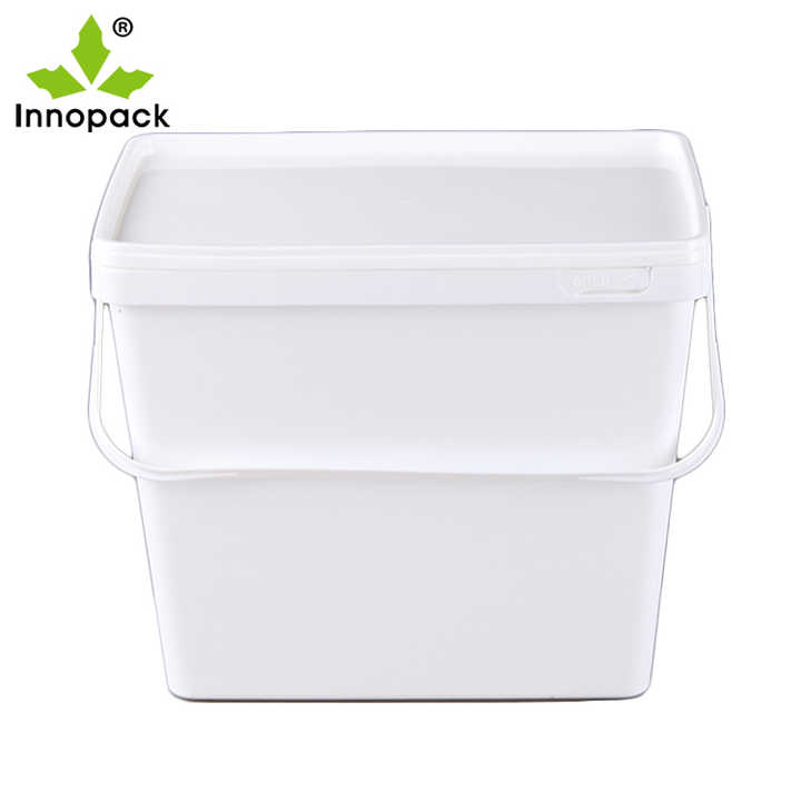 Free Sample Food Grade Rectangular 3.7L 4L White PP Plastic Buckets with Lids and Handles for ...