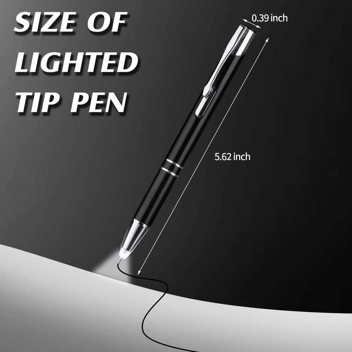 Novelty LED Light up Ballpoint Pen Flashlight-Like 1.0mm Writing Metal ...