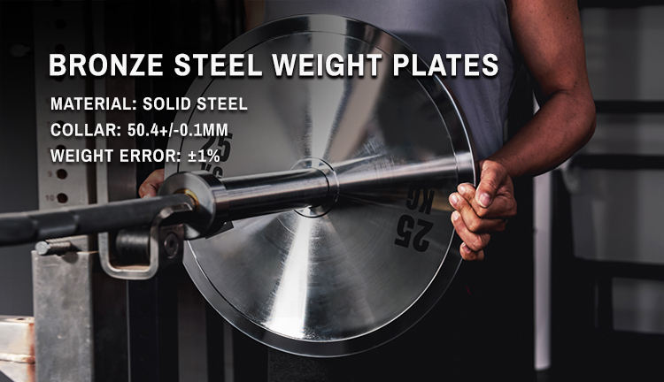 Rouser Fitness Silver Chrome Steel Weight Plates for Strength Training