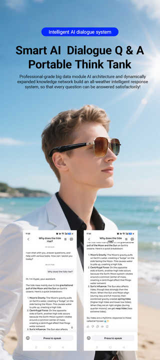 AI Voice Assistant Translation Smart Glass HD Camera New Blue Tooth ...