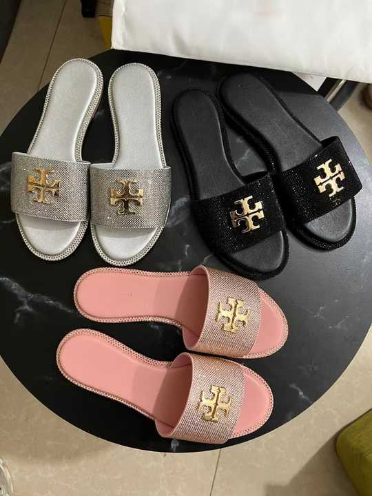 Luxury Brand Ladies leather Shiny TB Sandals Summer Flat Beach Slide ...