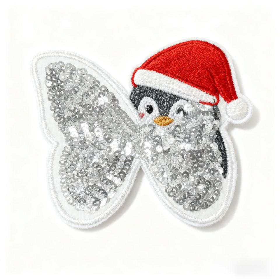 Festive Snowman Sleigh Christmas Tree Themed Embroidered Sequin Patches ...