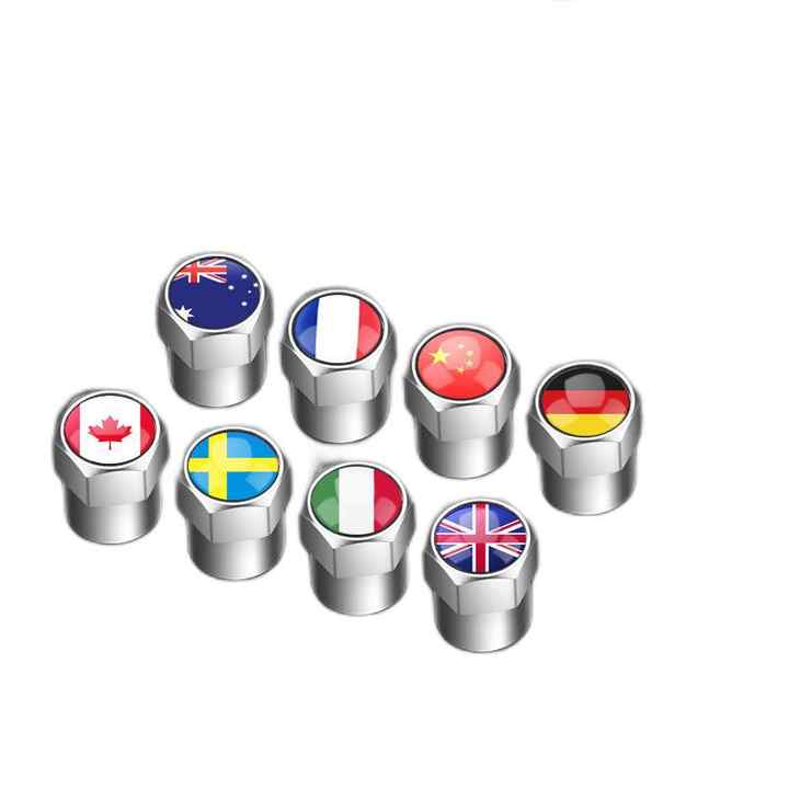 Flag Mini Valve Cap Set (British, Italian, German, French Flags ...