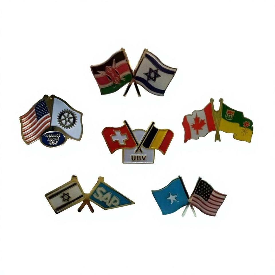 Custom Logo Metal Lapel Pins Canadian Flag Double Flag Pins World Flags ...