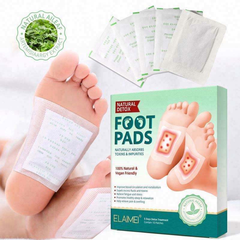 ELAIMEI Ginger Patches Bamboo Vinegar Wormwood 10 Patches/Box Foot Care ...