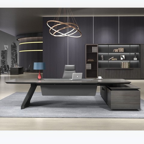 Luxurious CEO Office Table - High End Modern Wood Veneer
