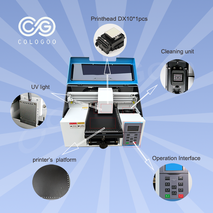 CoLoGoo InkJet Flatbed Uv Printer A4 Digital 6 Color Mini Size Direct ...