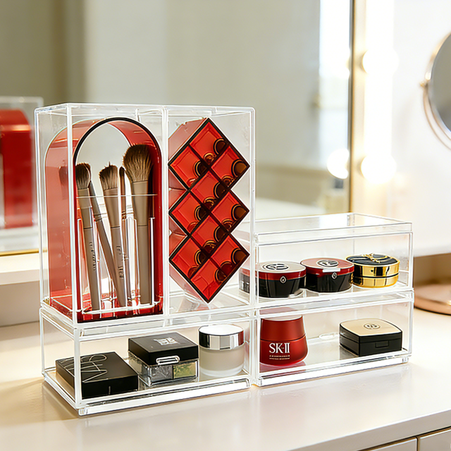 Acrylic Makeup, Luxury Acrylic Cosmetics Organizer Set - Stackable ...