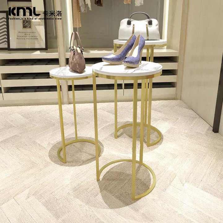 Gold Modern Round Pedestal Display Table For Boutique - Oem Options ...