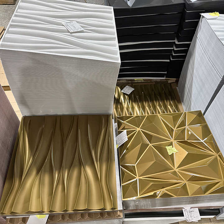 Beautiful Brushed Gold Wall Panel Eco-friendly Indoor 3d Texture Wall ...