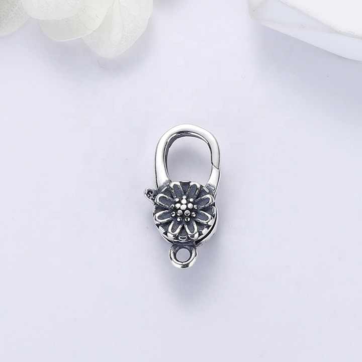 Tibetan Style Oxidized 925 Silver Lobster Clasps & Daisy Lock For ...