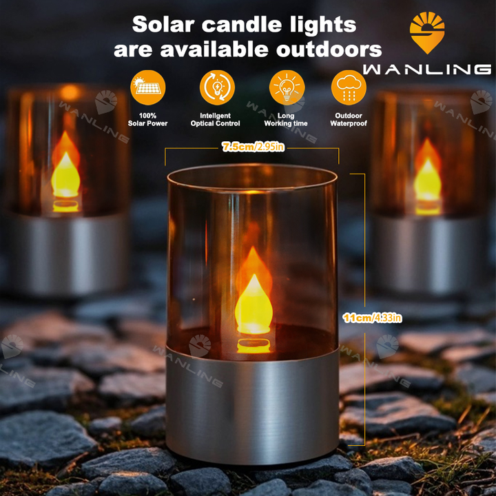 Outdoor Candle Flameless Flicker Solar Tea Lights Waterproof LED ...