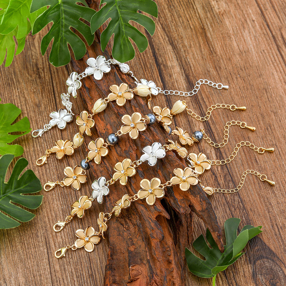 Hawaiian Luxury Women Chain Flower in Gold Plating Hot Sale for ...