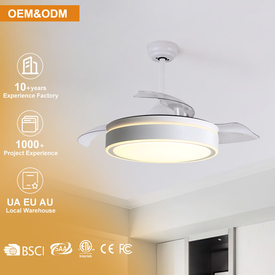 42 Inch Low Noise Ceiling Fan Retractable Invisible Fancy Ceiling Fan ...