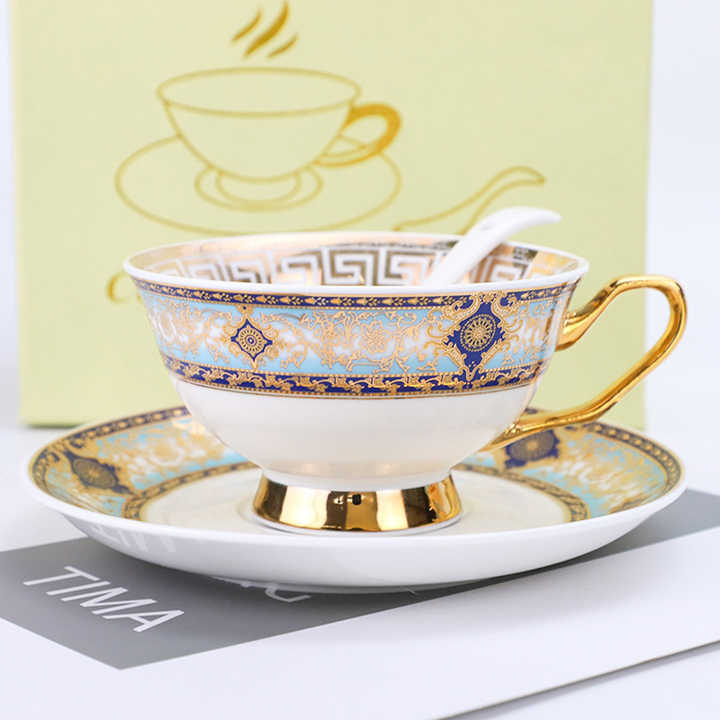 Nordic Luxury Golden Rim Fine Bone China Coffee Tea Cup Set