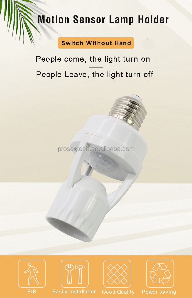 Motion Sensor Light Socket PIR Motion Sensor Lamp Holder E26 Screw Lamp ...