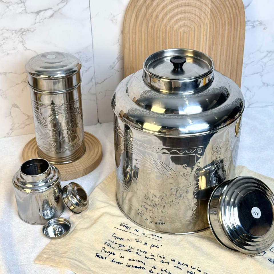 Zhenneng 1000g Stainless Steel Double Lid Tea Caddy - Airtight Food ...