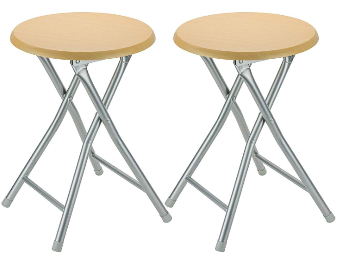 Round Circle Wooden Seat Folding Stool Portable Lightweight Foldable ...