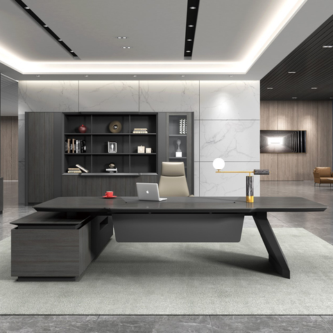 Luxurious CEO Office Table - High End Modern Wood Veneer