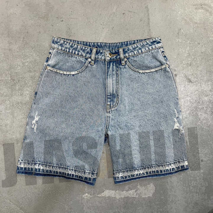 Custom Factory 3d Embossing logo Jorts Street Style Casual Blue Jean ...