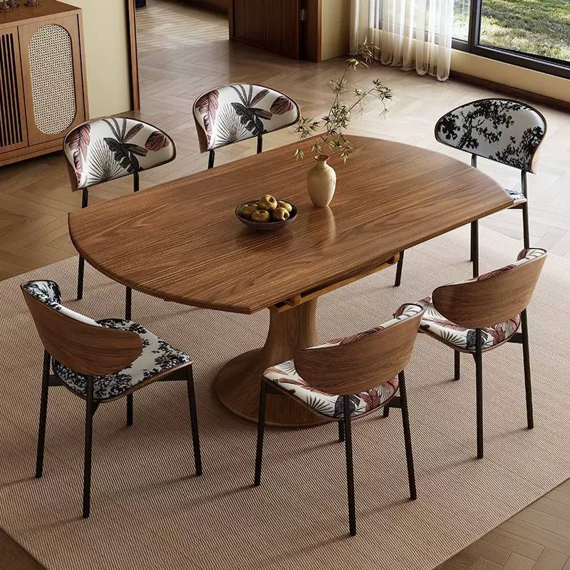 Minimalist Modern Black Walnut Wood Extendable Dining Table for ...