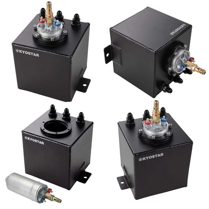 2L Aluminum Fuel Surge Tank Raw/Black With O44 External Fuel Pump ...